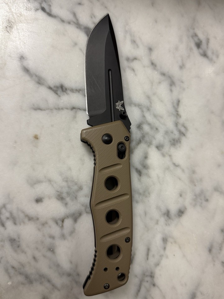 Benchmade Adamas 275BKSN 3.82" Black D2 Tan G10 Axis Lock Knife ...