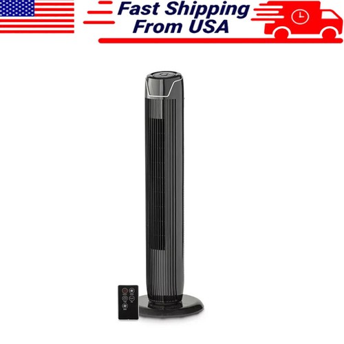 36" Tall Slim Oscillating Tower Fan with 3-Speed Remote Control LED ...