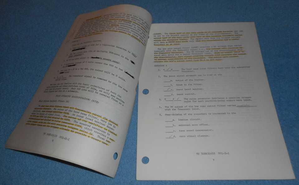 1979 US Air Force Technical Training Study Guide Book Subcarrier ...