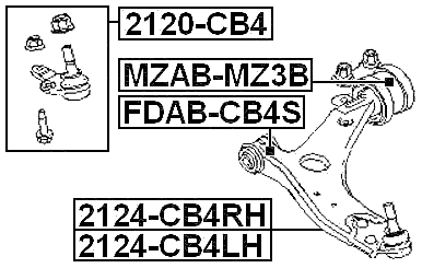 2124-CB4RH Febest RIGHT FRONT ARM 1362650, 1332074, 1328380, 1328670 ...