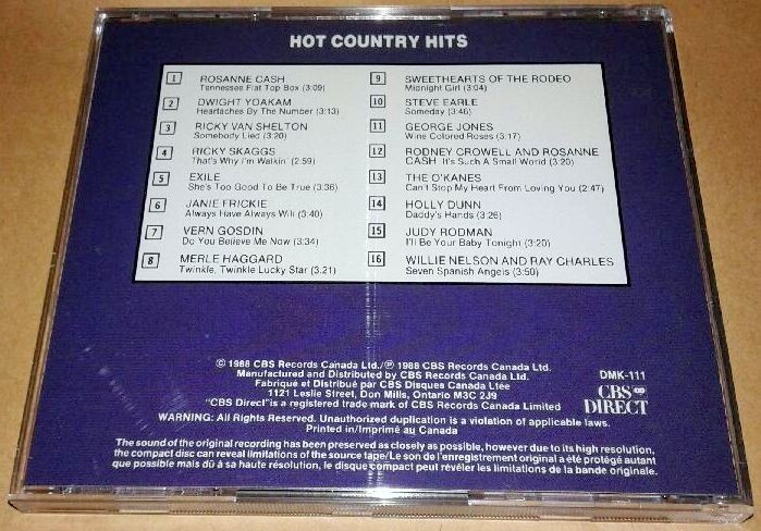 HOT COUNTRY HITS-CD-(Rosanne Cash,George Jones,Rodney Crowell,Merle ...