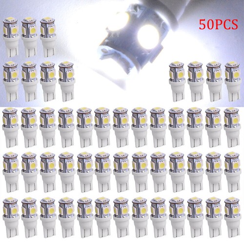 50x Super White T10 5050 5-SMD LED Interior Light bulbs W5W 192 194 158 ...