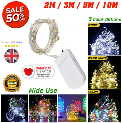 Fairy String Lights Micro Rice Copper Wire Xmas Light LED 2-10M Battery ...