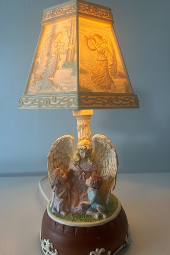 Vintage Angel Table Lamp with Children – Lighted Shade & Figurine Base ...
