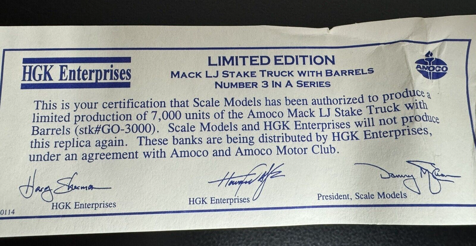 Amoco 1955 Mack LJ Stake Truck with Barrels Bank Die Cast Metal Coin ...