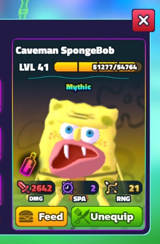 Spongebob Tower Defense Caveman SpongeBob Mythic With Secret Formula ...