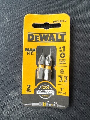 Lot Of 2 DeWalt Max Fit Phillips #1 X 1 in. L Insert Bit S2 Tool Steel ...