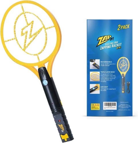 ZAP IT! Electric Fly Swatter Racket and Mosquito Zapper - High Mini ...