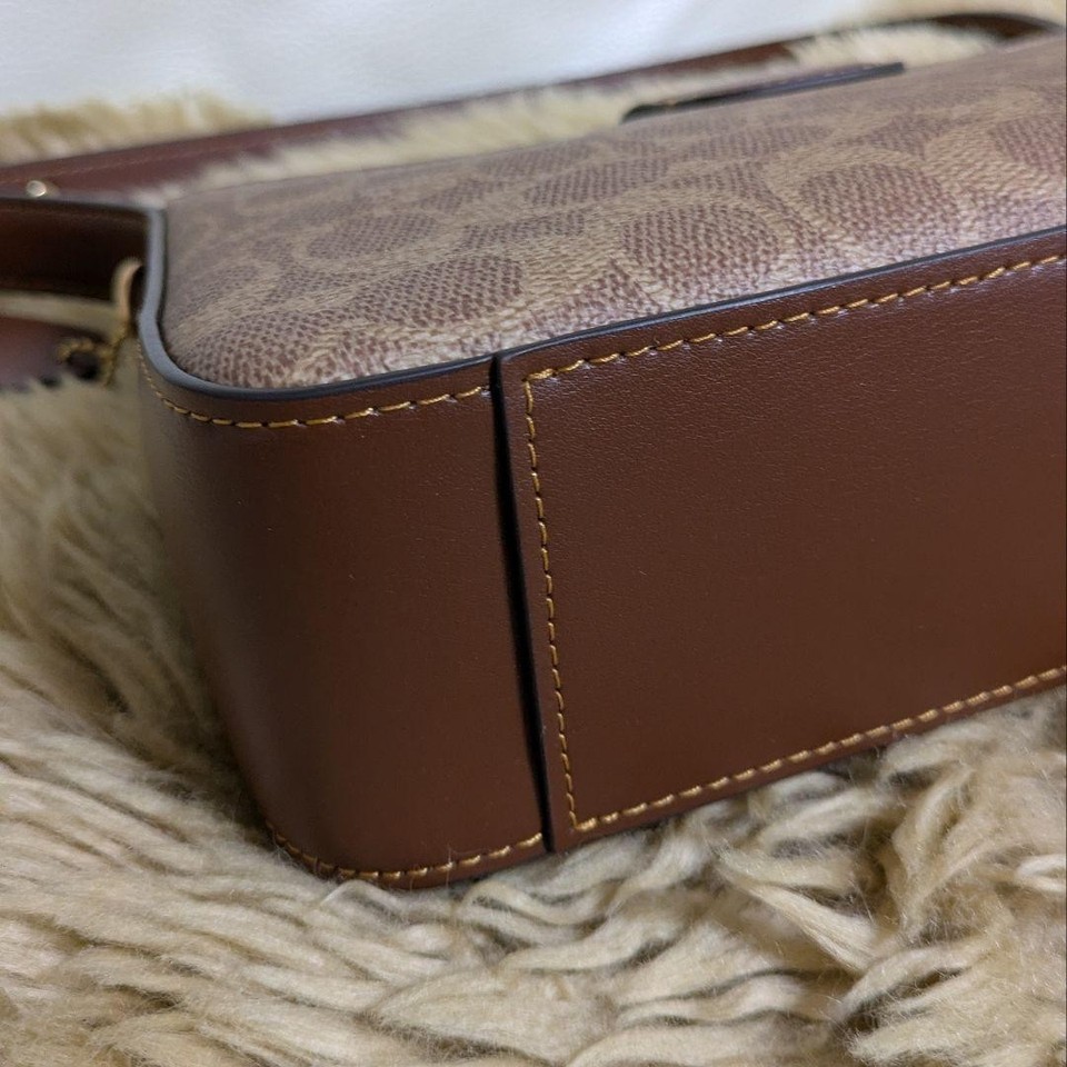 COACH CW008 2way Shoulder Canvas Leather Brown H6.5xW9.6xD2.5 In Used ...