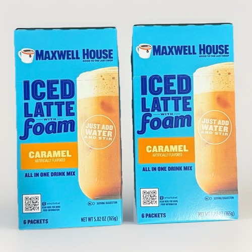 Maxwell House Instant Iced Latte w/Foam ~ Carmel, Drink Mix - X12 ...