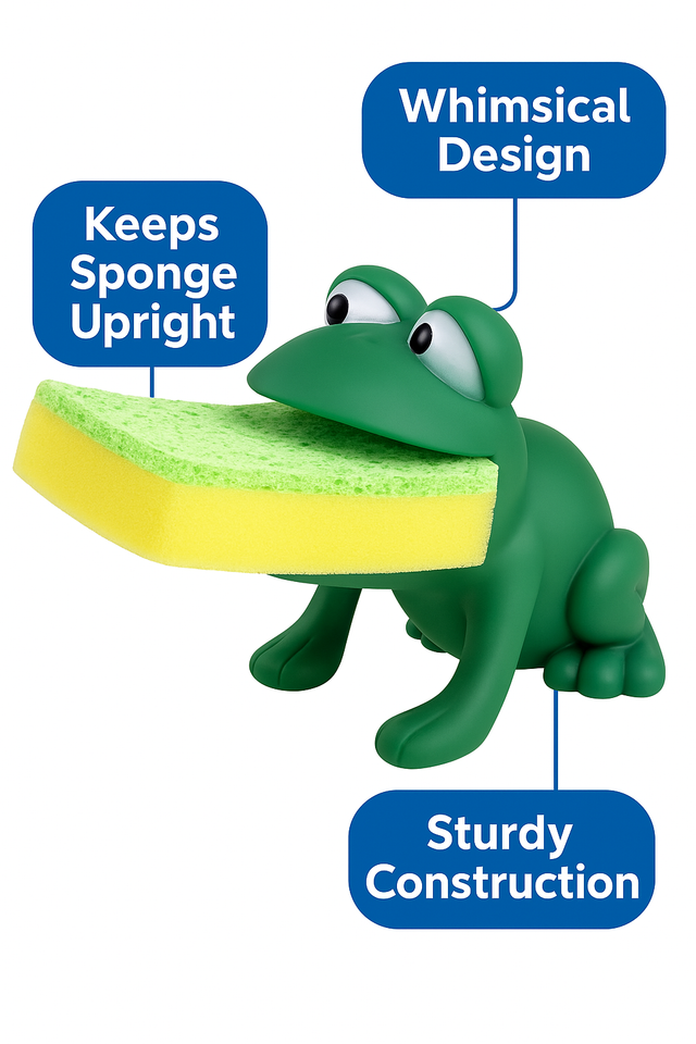 Frog Sponge Holder with Dual-Sided Sponge – Fun Kitchen Sink Organizer ...