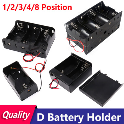 Battery Holder for D Battery 1 2 3 4 8 Position Cell Case Box With Wire ...