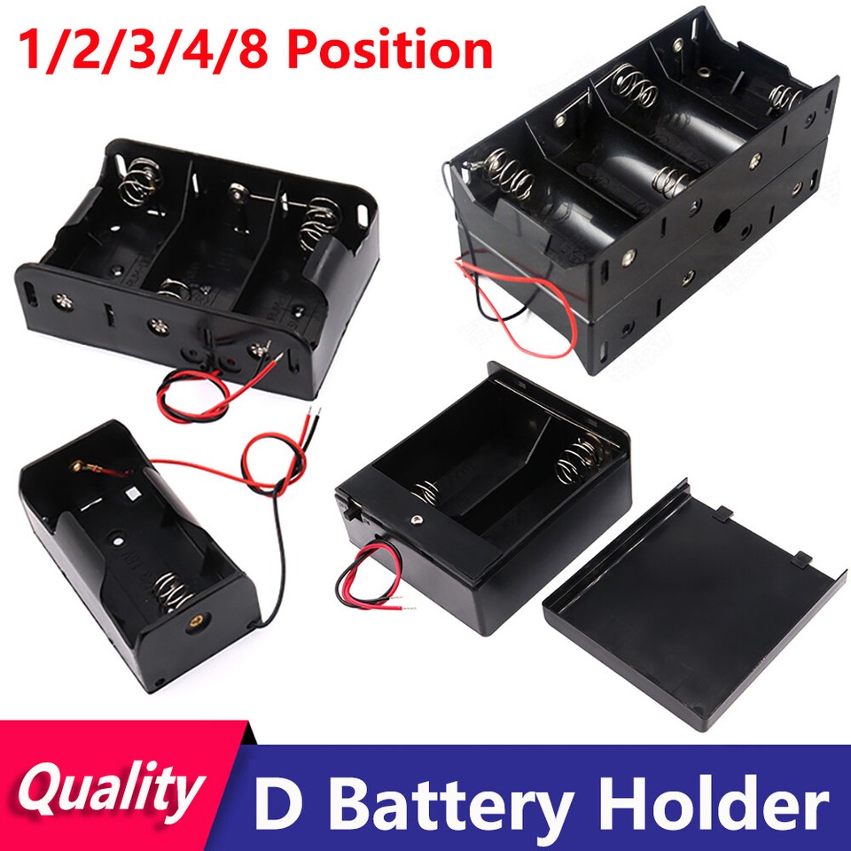 Battery Holder for D Battery 1 2 3 4 8 Position Cell Case Box With Wire ...
