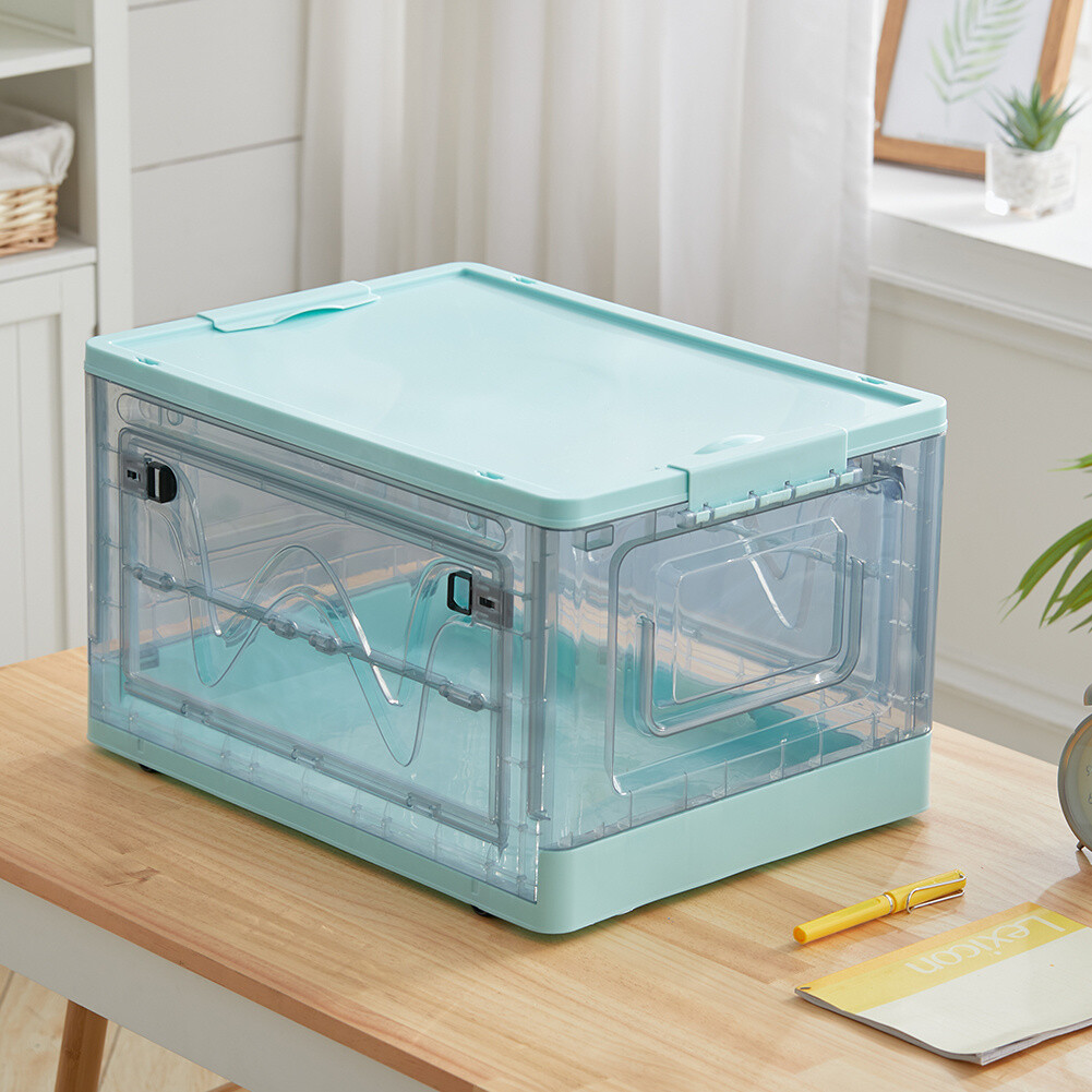 47L Large Storage Box Container Clear Boxes Stackable Lid Wheeled ...