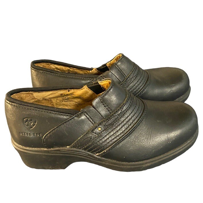 Ariat Work Black Leather Steel Toe Safety Clogs Womens Size 8.5 B ...