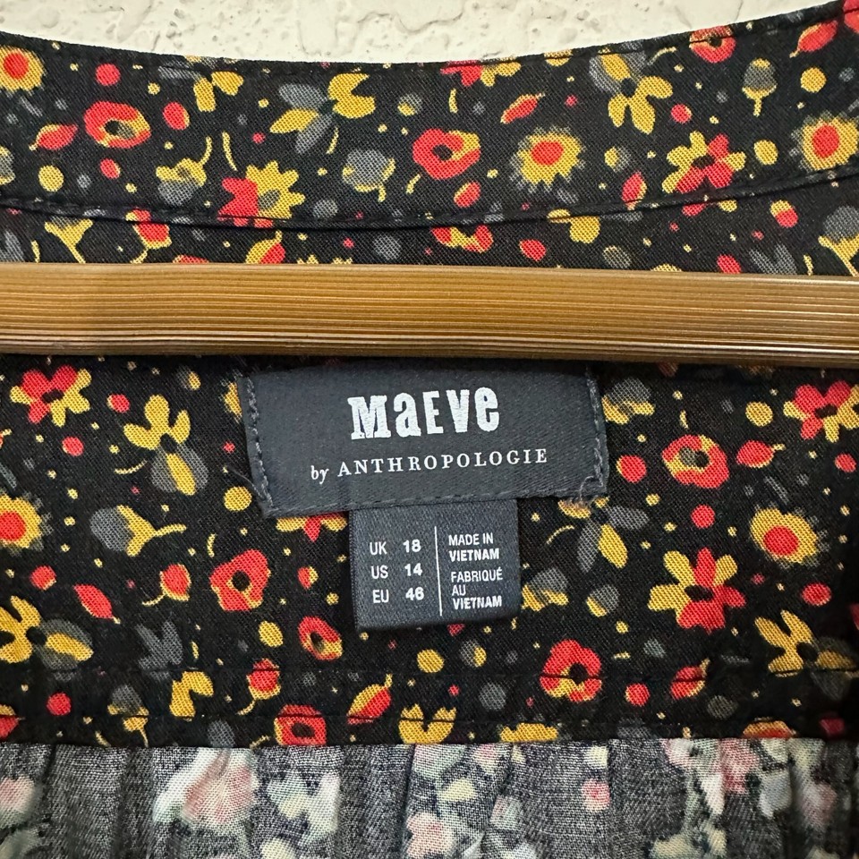 MAEVE ANTHROPOLOGIE Marlie Mini Dress Women Sz 14 Multi Floral Button Front Boho | eBay