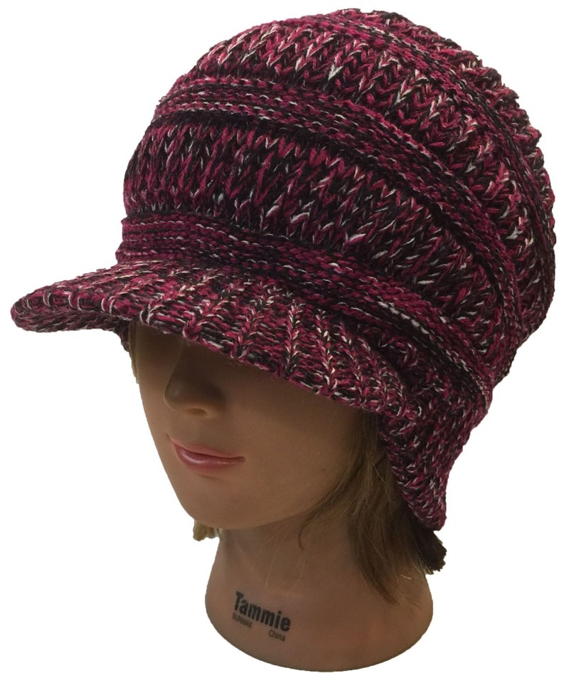 Ladies Women Knit Visor Beanie Warm Winter Ski Hat Cap | eBay
