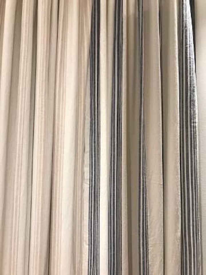 Pottery Barn Riviera Stripe Drapes Set 2 Sandalwood 50x 84 Blackout ...