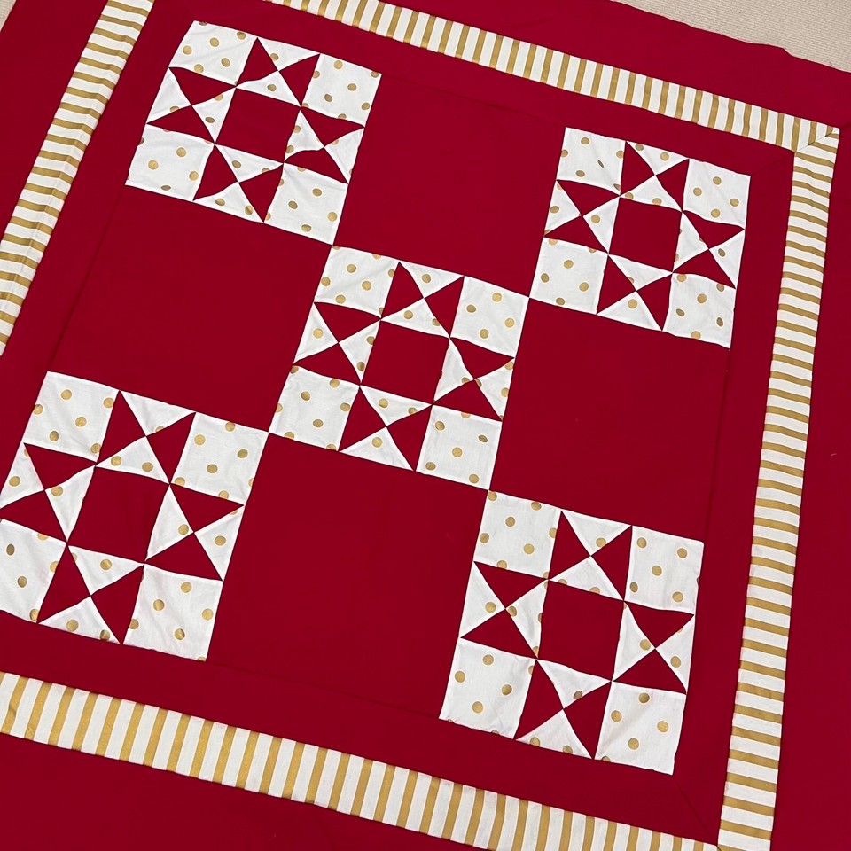 Handmade Christmas Star Baby Quilt Top 47x47" Pieced~ BABY/BED/Wall ...