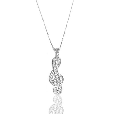 Treble Clef Pattern Filigree 925 Silver Womens Turkish Traditional ...