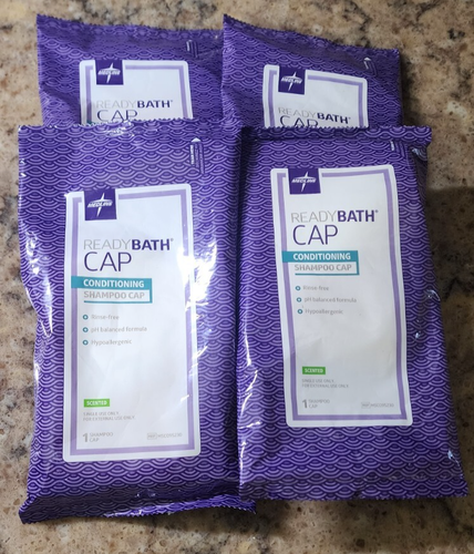 4x MEDLINE Ready Bath Conditioning Shampoo Cap Scented Rinse-Free ...
