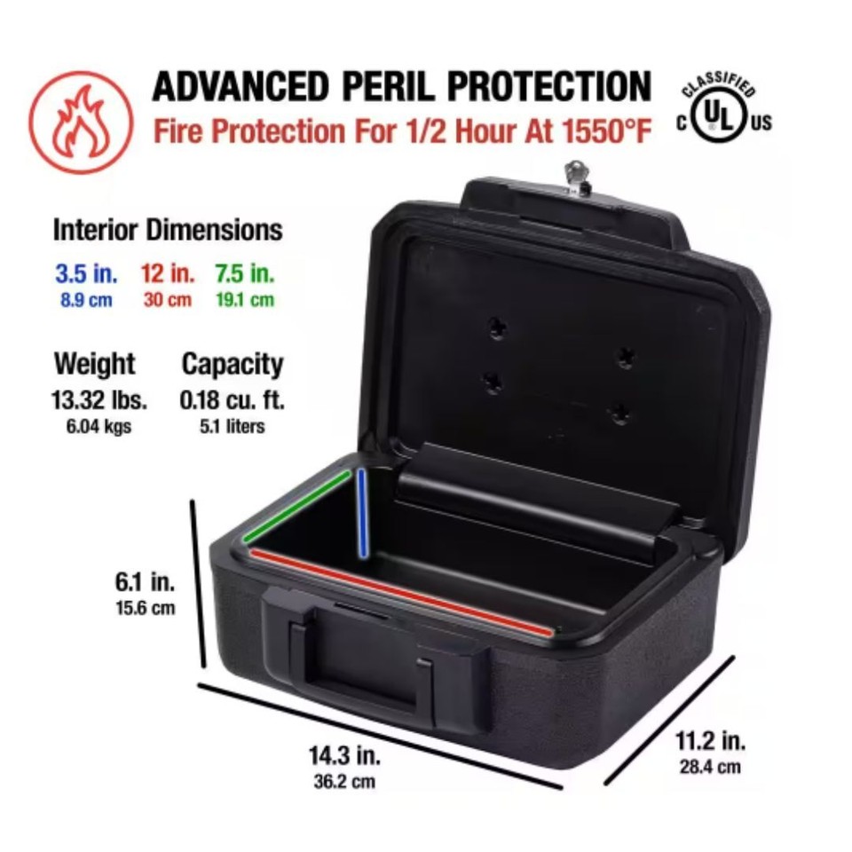 Sentry Fire Chest Fireproof Lock Box Hidden Money Cash Document Media ...