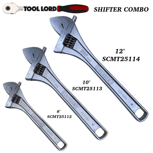 Sidchrome 3 Pce 8”, 10” & 12” Premium Shifter Adjustable Wrench Set 0 ...
