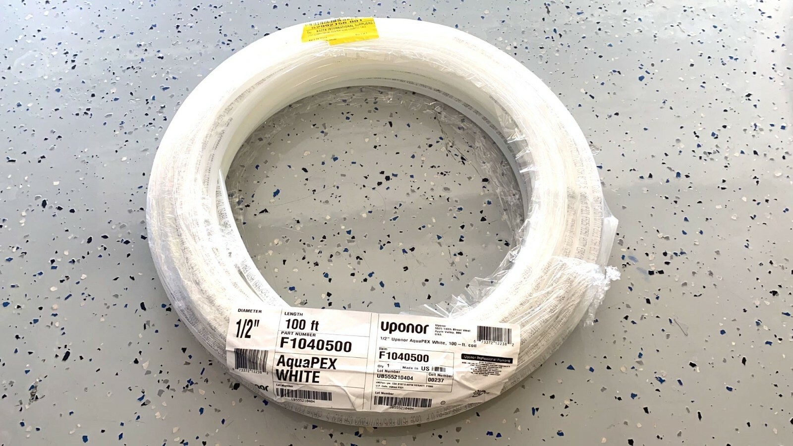 Uponor Wirsbo F1040500 AquaPEX White Tubing 100 Ft Coil (PEXa) Plumbing ...