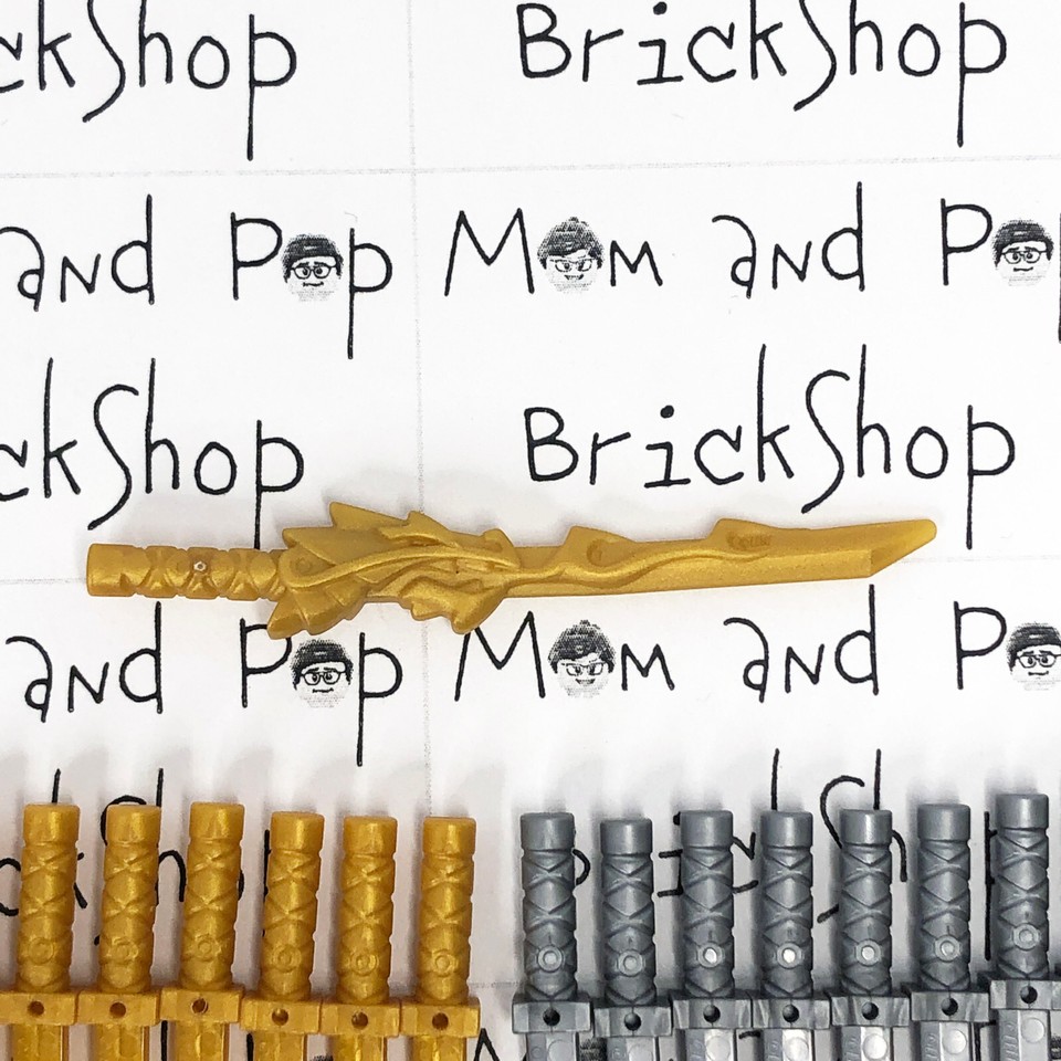 LEGO Ninjago Weapon Set Katana Sword Shuriken Sai Staff Nunchuck Gold ...