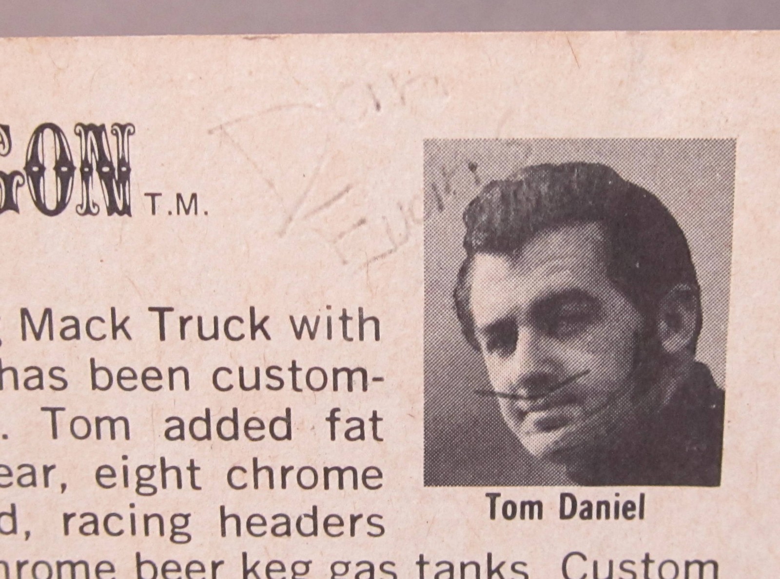 Monogram TOM DANIEL trading card #6736 MOD SUDS HAULER | eBay