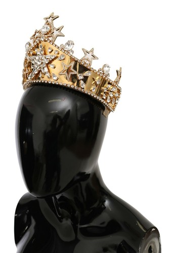 DOLCE & GABBANA Tiara Gold Crystal Star STRASS Crown Logo Diadem RRP ...