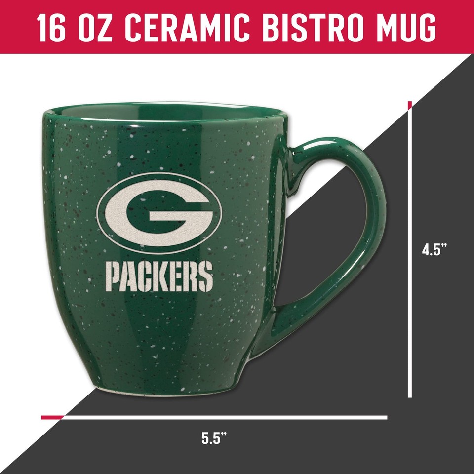 NFL Football Green Bay Packers Primary 16 oz Team Color Laser Engraved ...