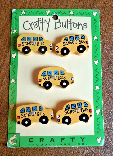 5 Vintage Wood Realistic Buttons of School Buses | eBay