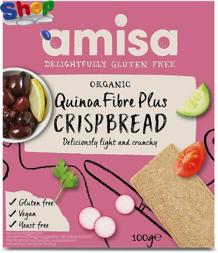 Quinoa Fibre Crispbread, 100G - Gluten-Free, High Fibre, Organic, Vegan ...