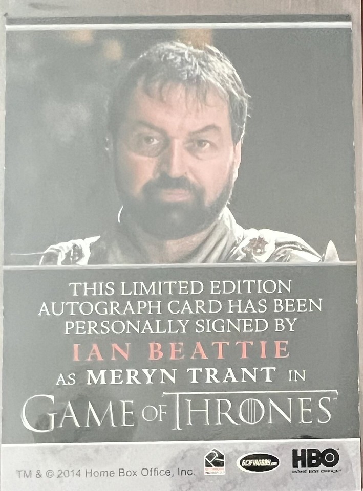 GAME Of THRONES Season 4 Auto/AutoGraph Card Ian BEATTIE As Meryn TRANT ...