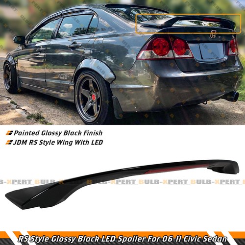 FOR 06-11 HONDA CIVIC SEDAN GLOSS BLACK RS STYLE JDM TRUNK SPOILER WING ...