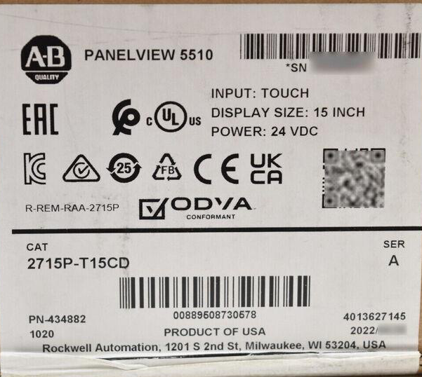 Allen-Bradley PanelView 5510 2715P 15" Graphic Terminal, Touchscreen ...