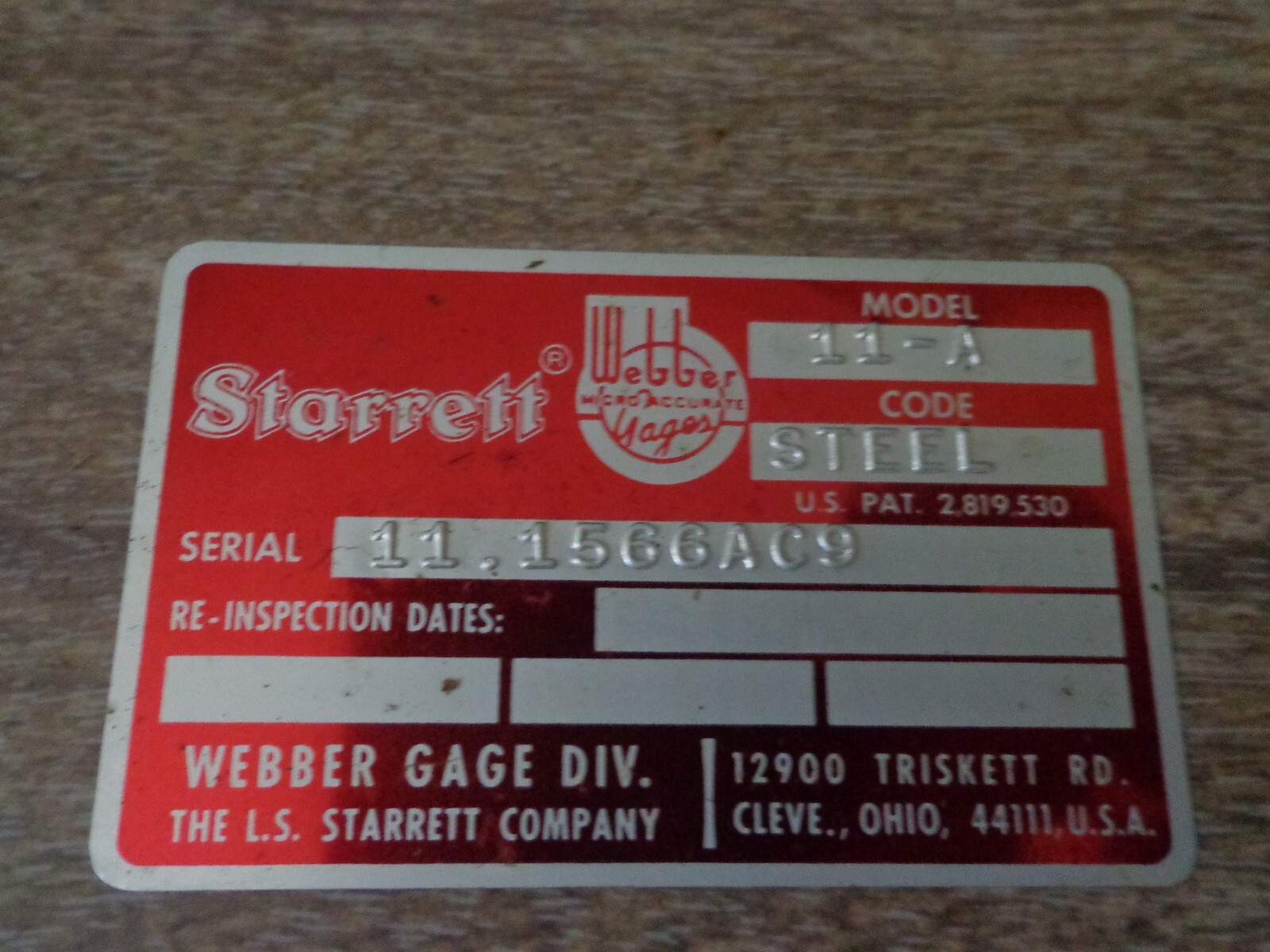 STARRETT WEBER GAGE BLOCK ACCESSORY SET 11.A parts | eBay