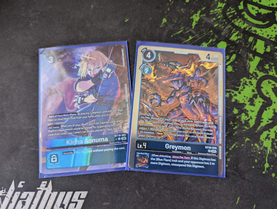 Alternate Art Greymon BT10-019 NM and Kiriha Aonuma Bt19-081 Digimon ...