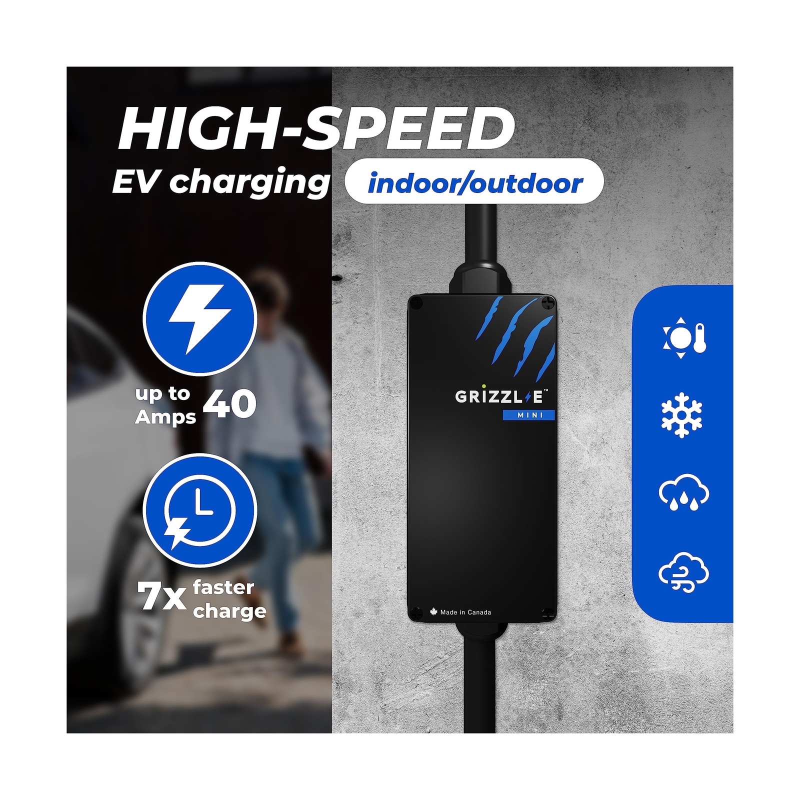 Grizzl-E Mini Level 2 Portable 240V / 40A Electric Vehicle (EV) Charger ...