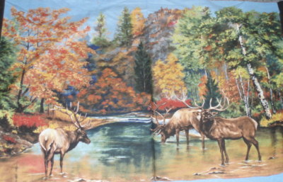 Elk Gathering mountains wildlife panel Riverwoods fabric | eBay
