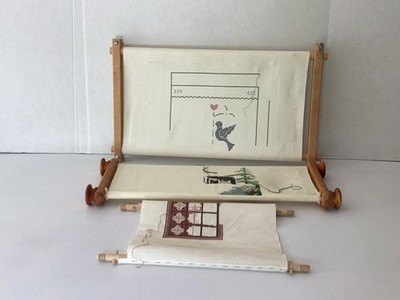 Embroidery Needlepoint Wood Scroll Frame Cross Stitch Tapestry Lap Hand ...