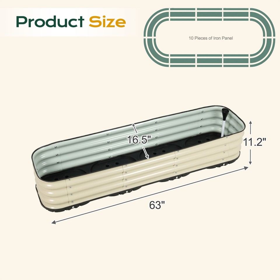 Aoodor 63 Inch Galvanized Raised Garden Bed Self-Watering Planter Box ...