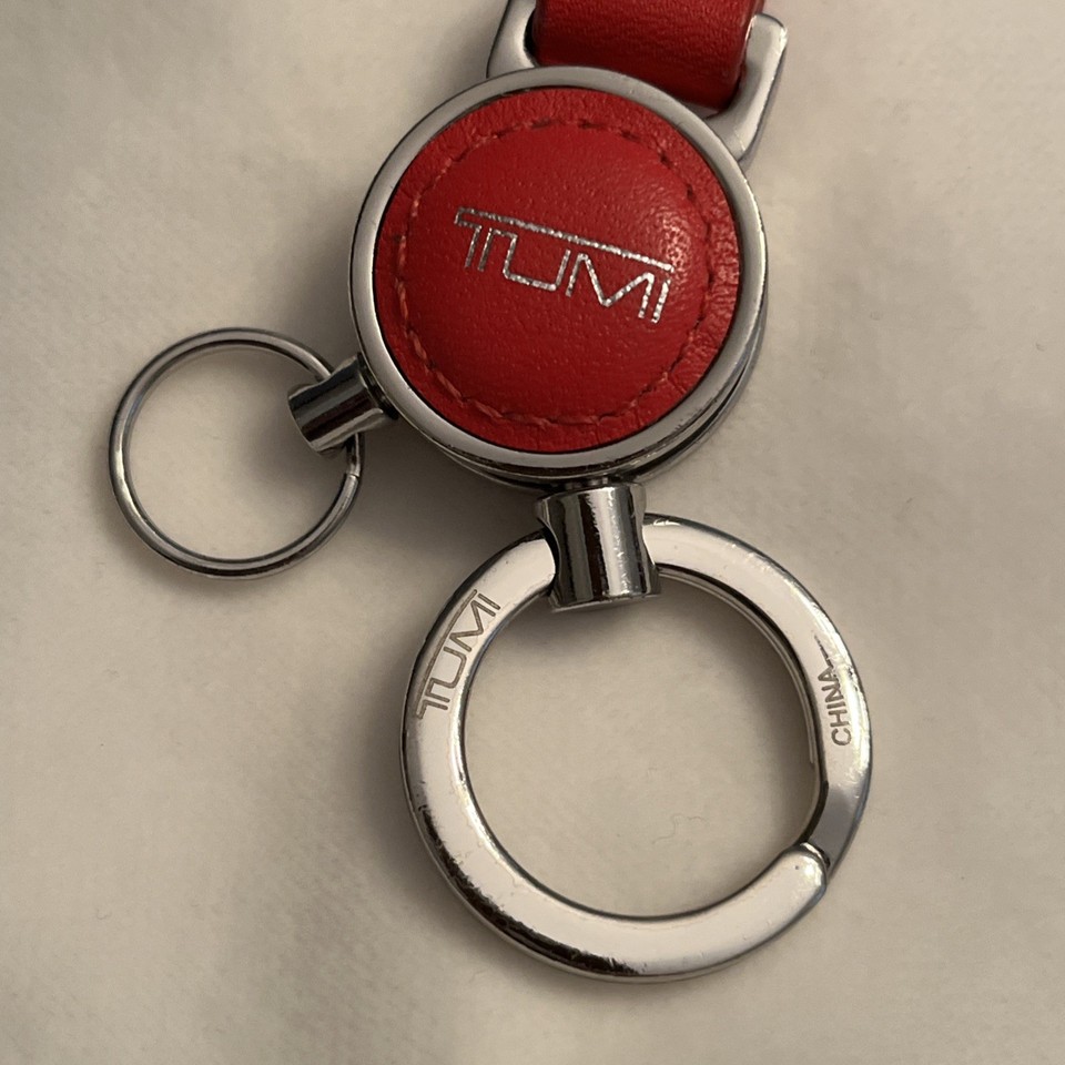 NEW Tumi Key FOB / Keychain Red Leather w Logo / Silver Hardware - Rare ...