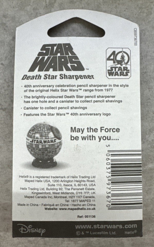 Star Wars Death Star Helix Pencil Sharpener 40 Anniversary Reissue New ...