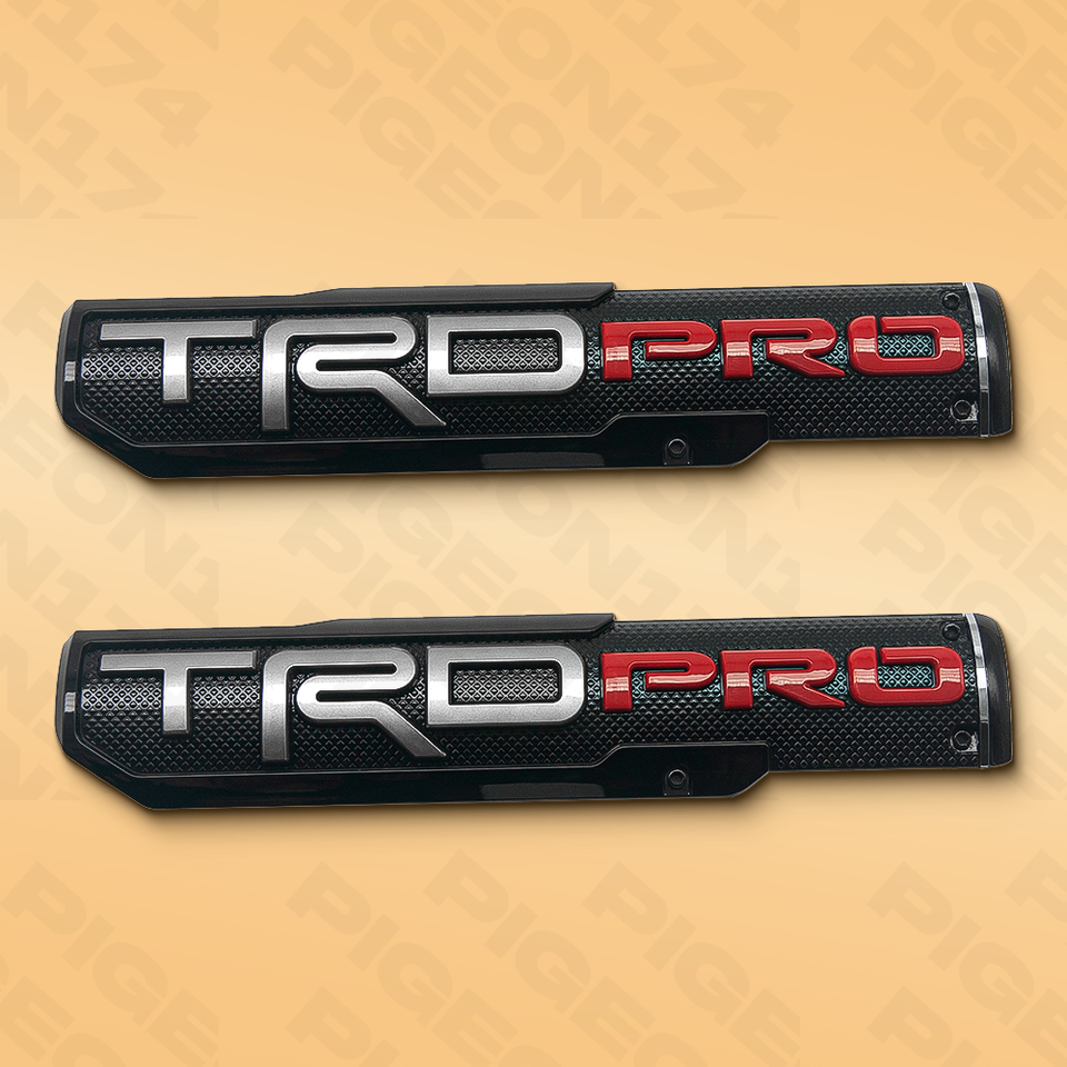 Emblem Badge For Tundra td PRO Style Side Pair Black Silver And Red ...