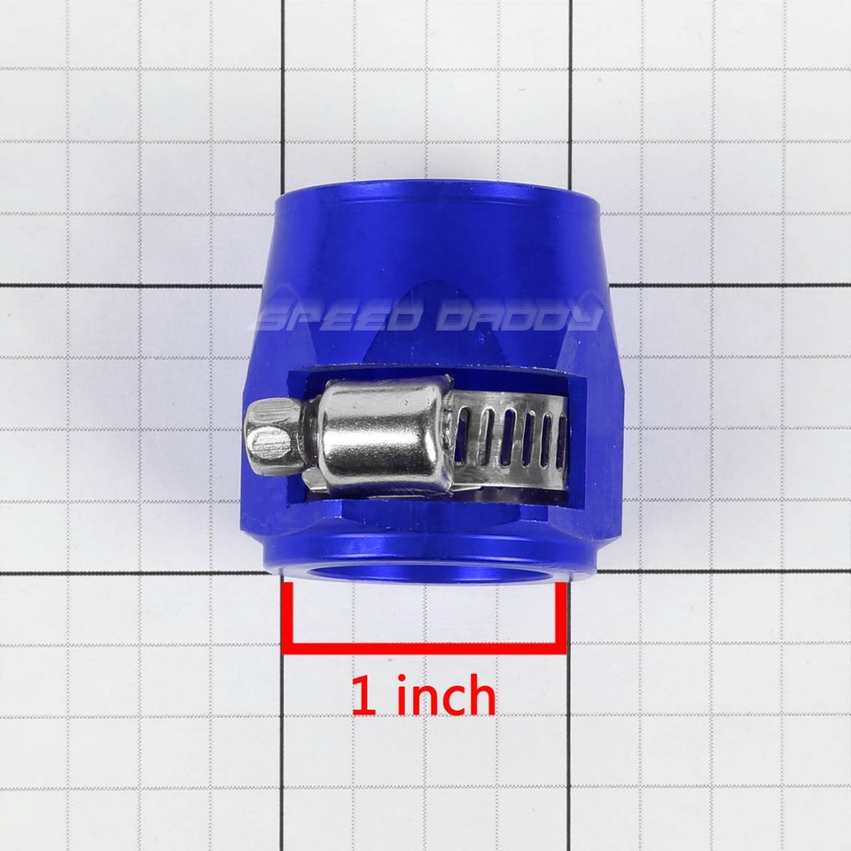 12AN AN-12 PUSH ON HOSE END COVER CLAMP ADAPTER BLUE ALUMINUM ANODIZE ...
