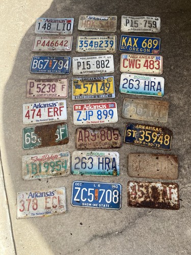 License Plate Lot - 24 plates, Bulk, Vintage Mixed States, Craft or ...