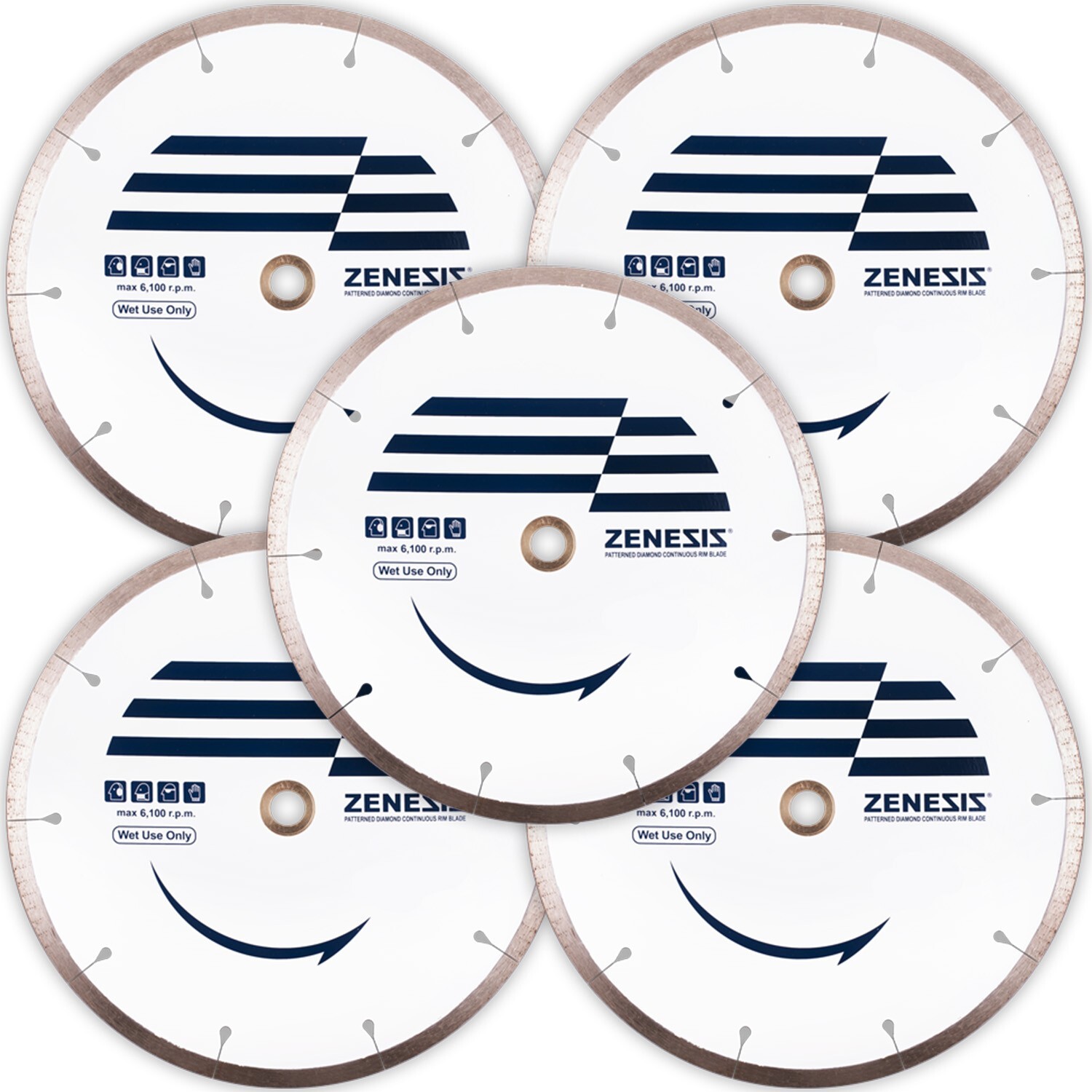 ZENESIS Diamond Blade Porcelain Tile Continuous Rim 4 inch | 5 Blade ...