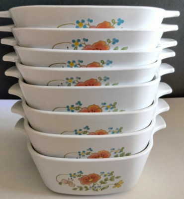 Set Of 8 Corning Ware Corelle Wildflower 4 P-41-B Petite Pans & 4 P-43 ...